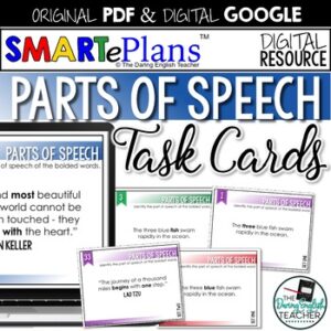 SMARTePlans Parts Of Speech Task Cards (Digital Google & Traditional ...